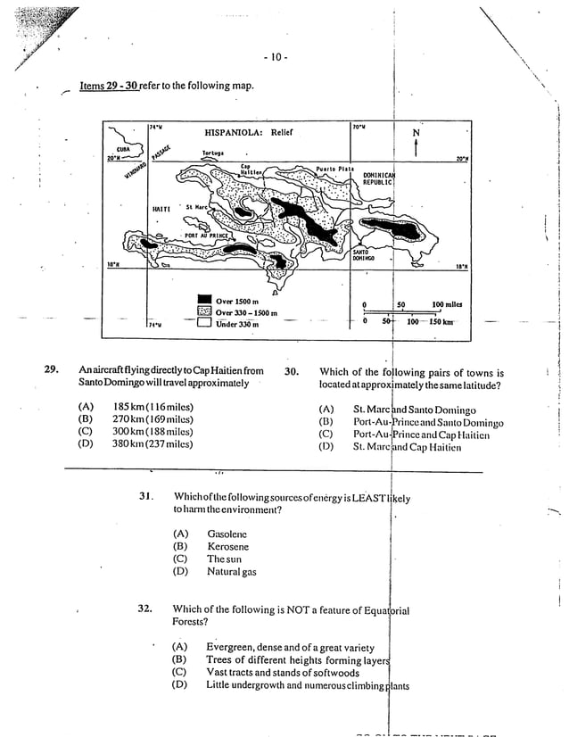 CSEC GEOGRAPHY PAPER 1- 2003 | PDF