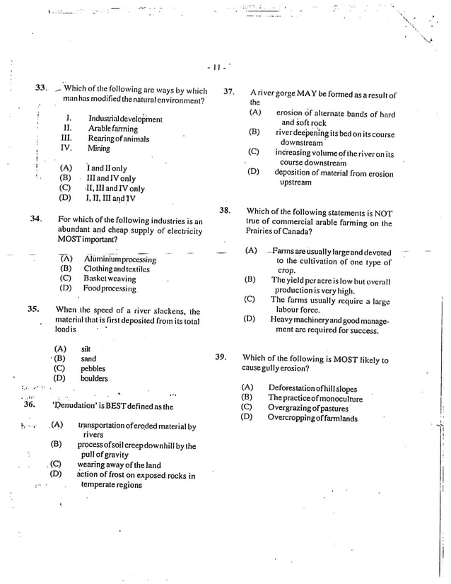 CSEC GEOGRAPHY PAPER 1- 2003 | PDF