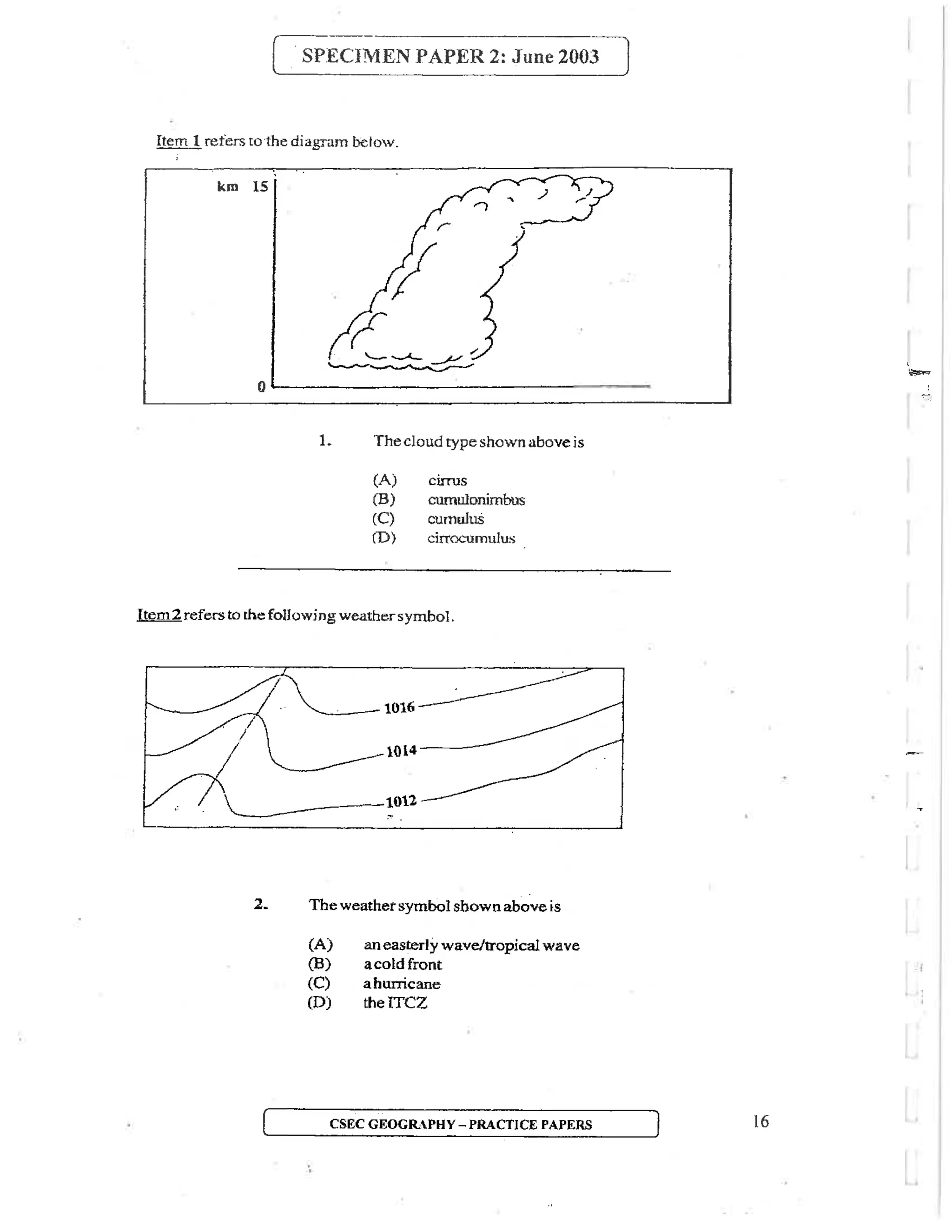 CSEC Geography Multiple Choice practice questions | PDF
