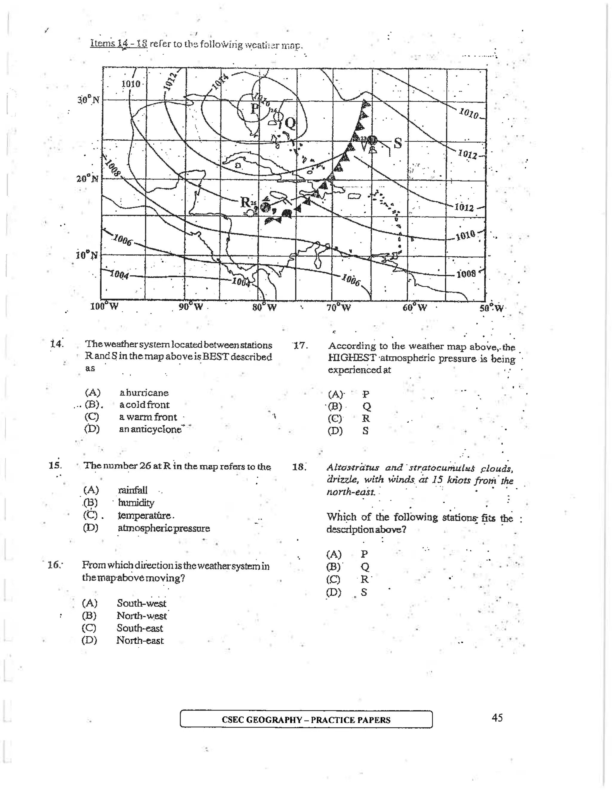 CSEC Geography Multiple Choice practice questions | PDF