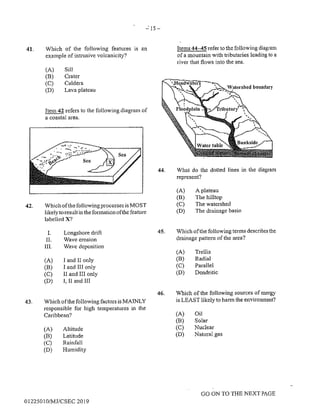 CSEC GEOGRAPHY PAPER 1- 2019 | PDF