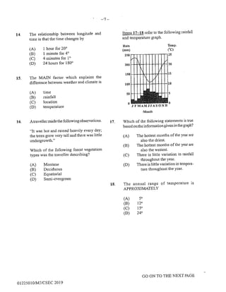 CSEC GEOGRAPHY PAPER 1- 2019 | PDF