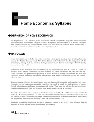 Csec home ec syllabus | PDF