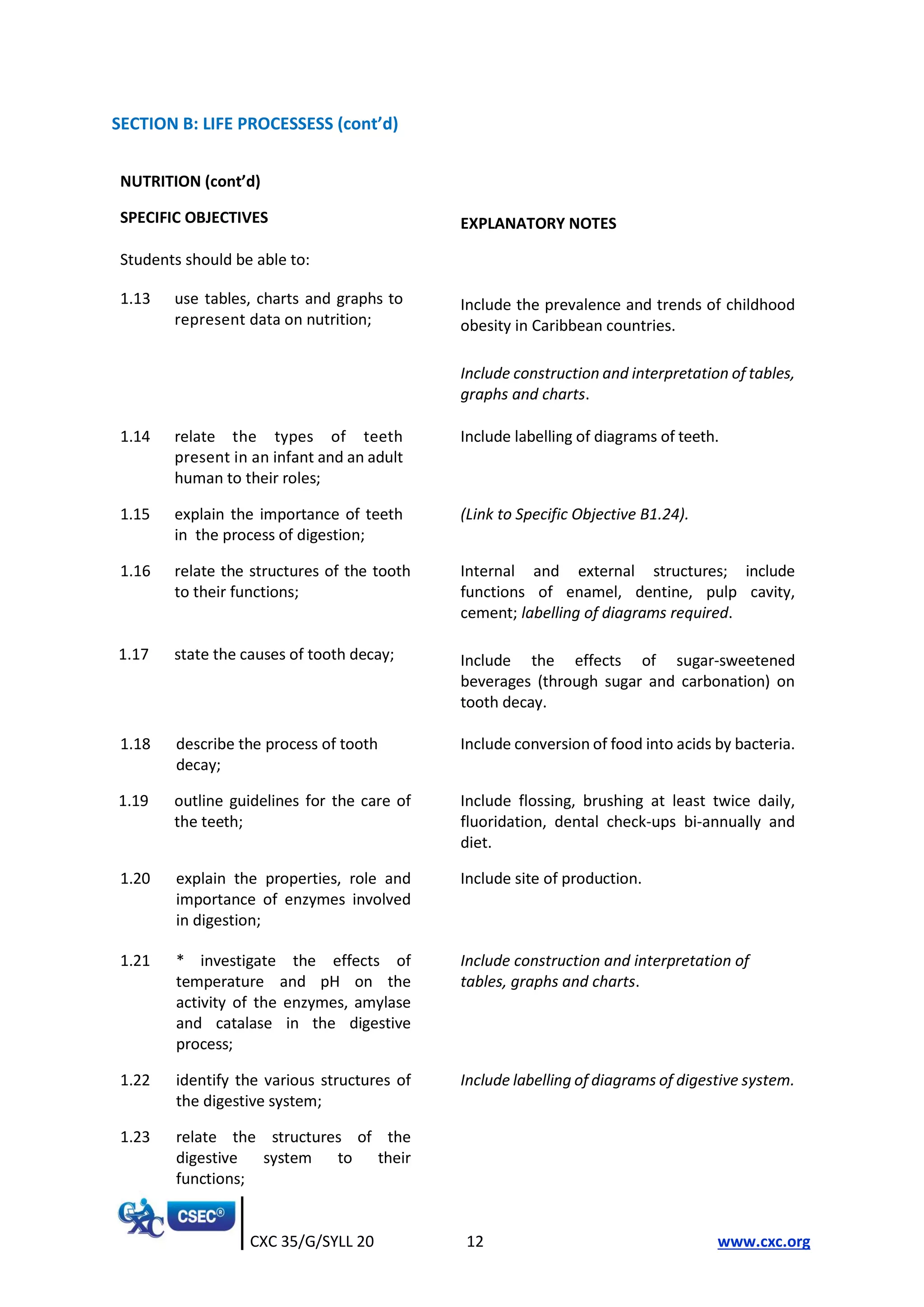 Csec human and social biology syllabus with specimen papers 2022 | PDF