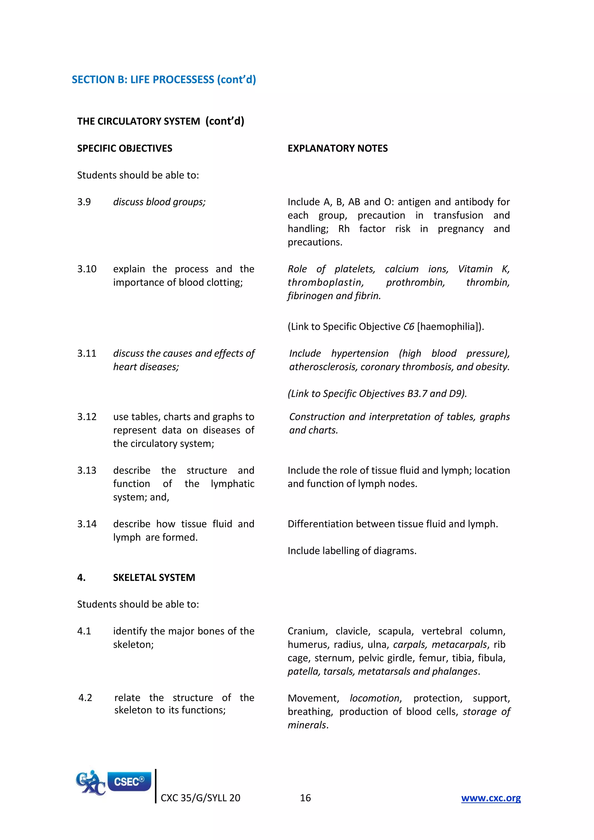 Csec human and social biology syllabus with specimen papers 2022 | PDF