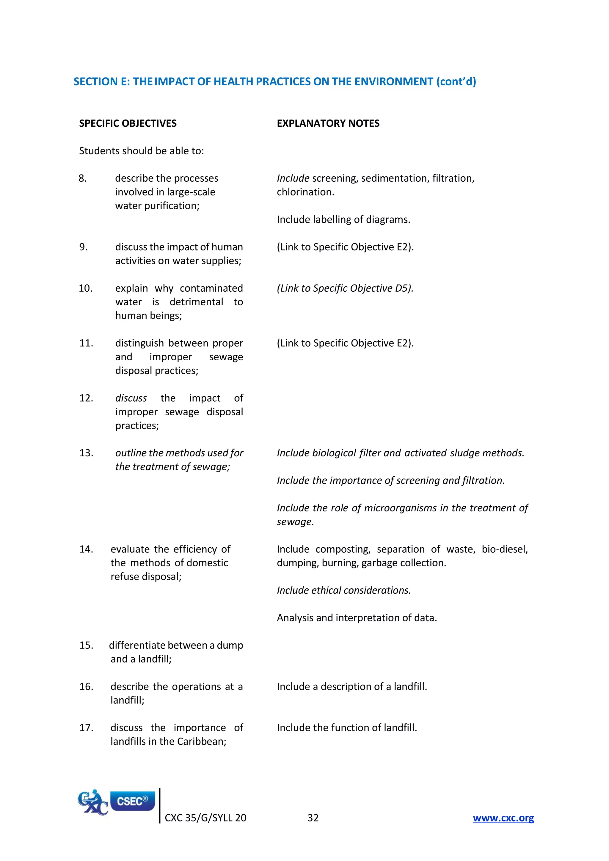 Csec human and social biology syllabus with specimen papers 2022 | PDF