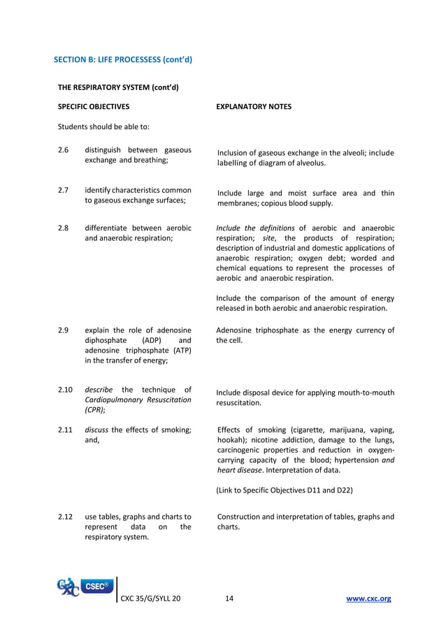 Csec human and social biology syllabus with specimen papers 2022 | PDF ...