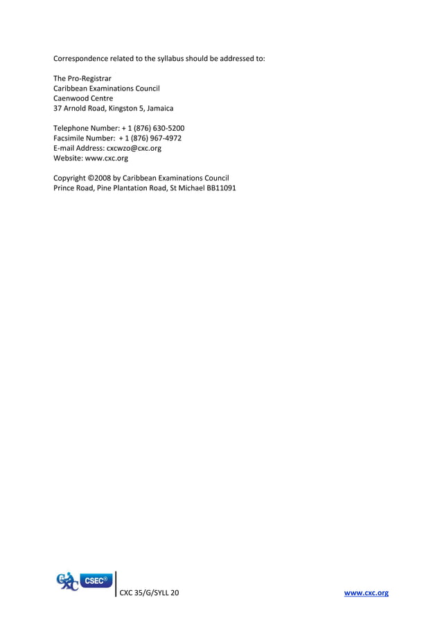 Csec human and social biology syllabus with specimen papers 2022 | PDF ...