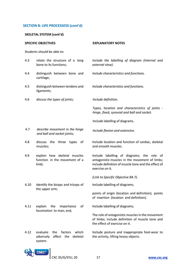 Csec human and social biology syllabus with specimen papers 2022 | PDF ...