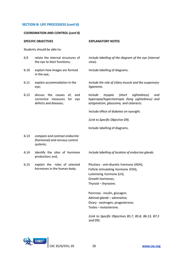 Csec human and social biology syllabus with specimen papers 2022 | PDF ...