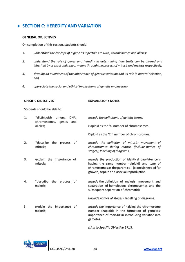 Csec human and social biology syllabus with specimen papers 2022 | PDF ...