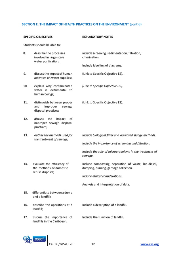 Csec human and social biology syllabus with specimen papers 2022 | PDF ...