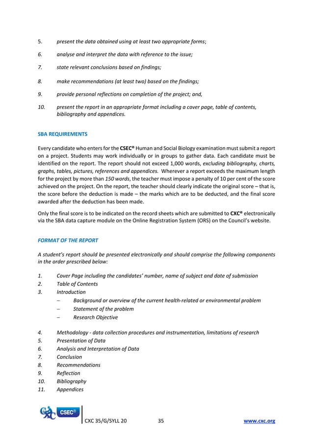 Csec human and social biology syllabus with specimen papers 2022 | PDF ...