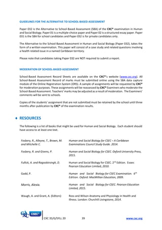 Csec human and social biology syllabus with specimen papers 2022 | PDF