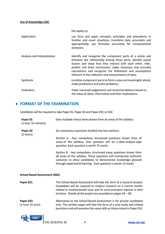 Csec human and social biology syllabus with specimen papers 2022 | PDF ...