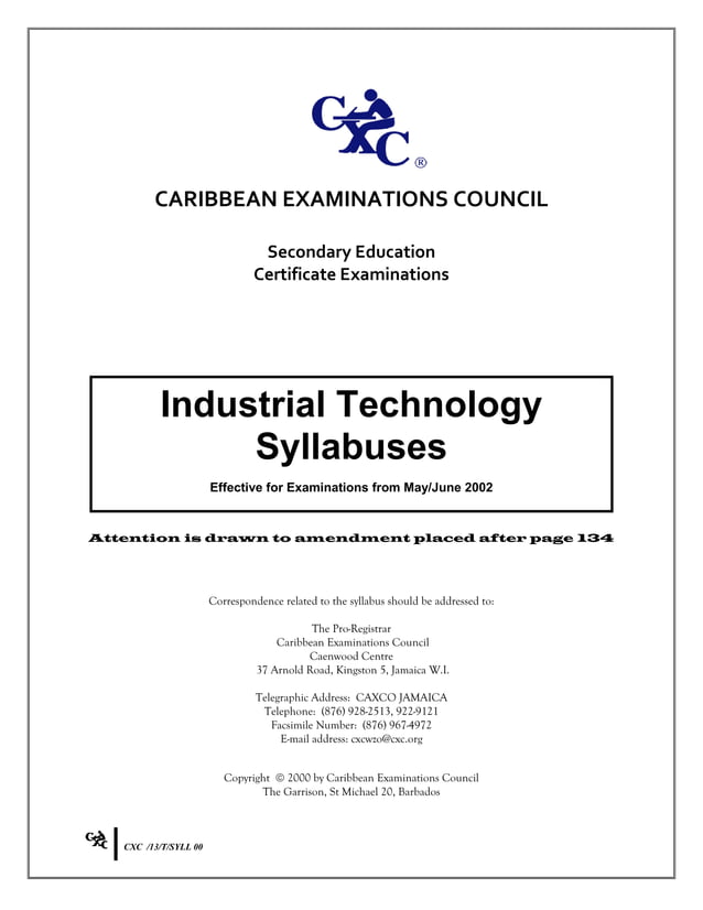 Csec industrial technology syllabus | PDF
