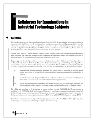Csec industrial technology syllabus | PDF