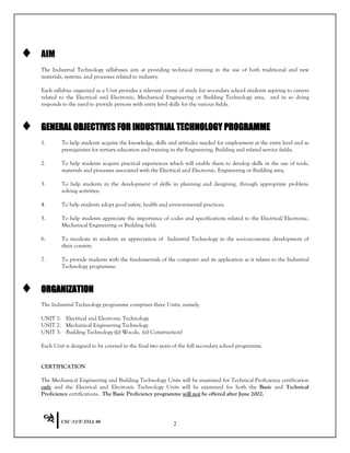 Csec industrial technology syllabus | PDF