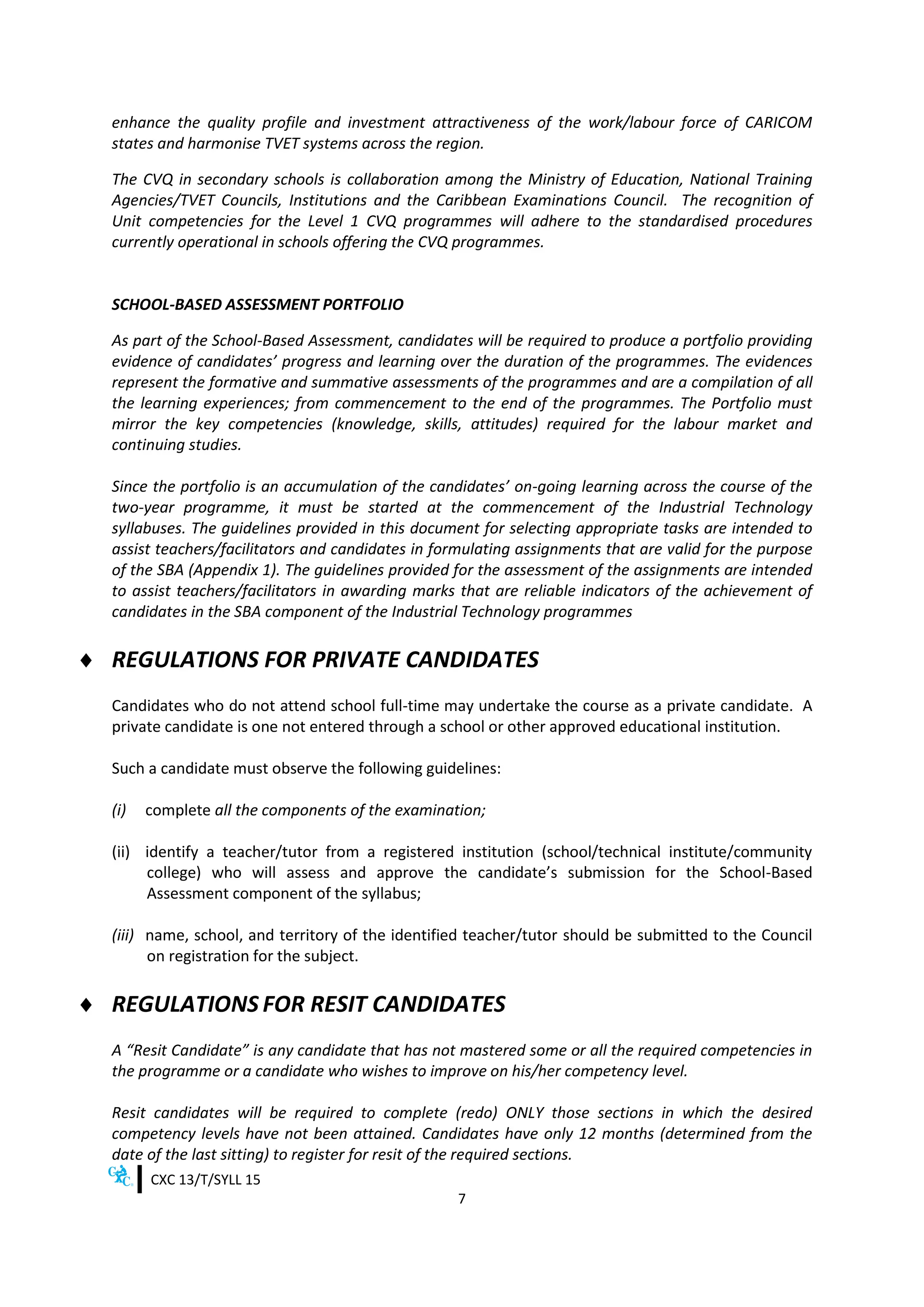 CSEC Industrial Technology Syllabuses (1).pdf | Education industry | Industries