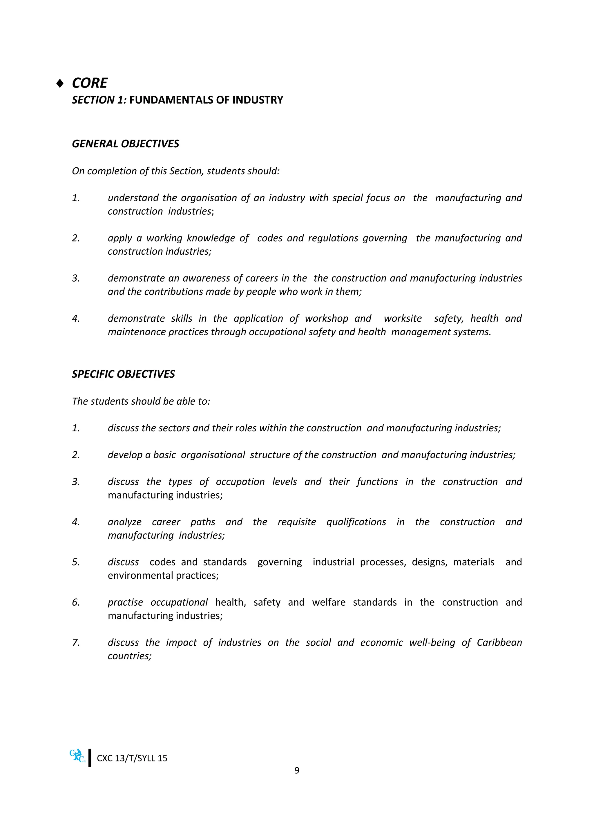 CSEC Industrial Technology Syllabuses (1).pdf | Education industry | Industries
