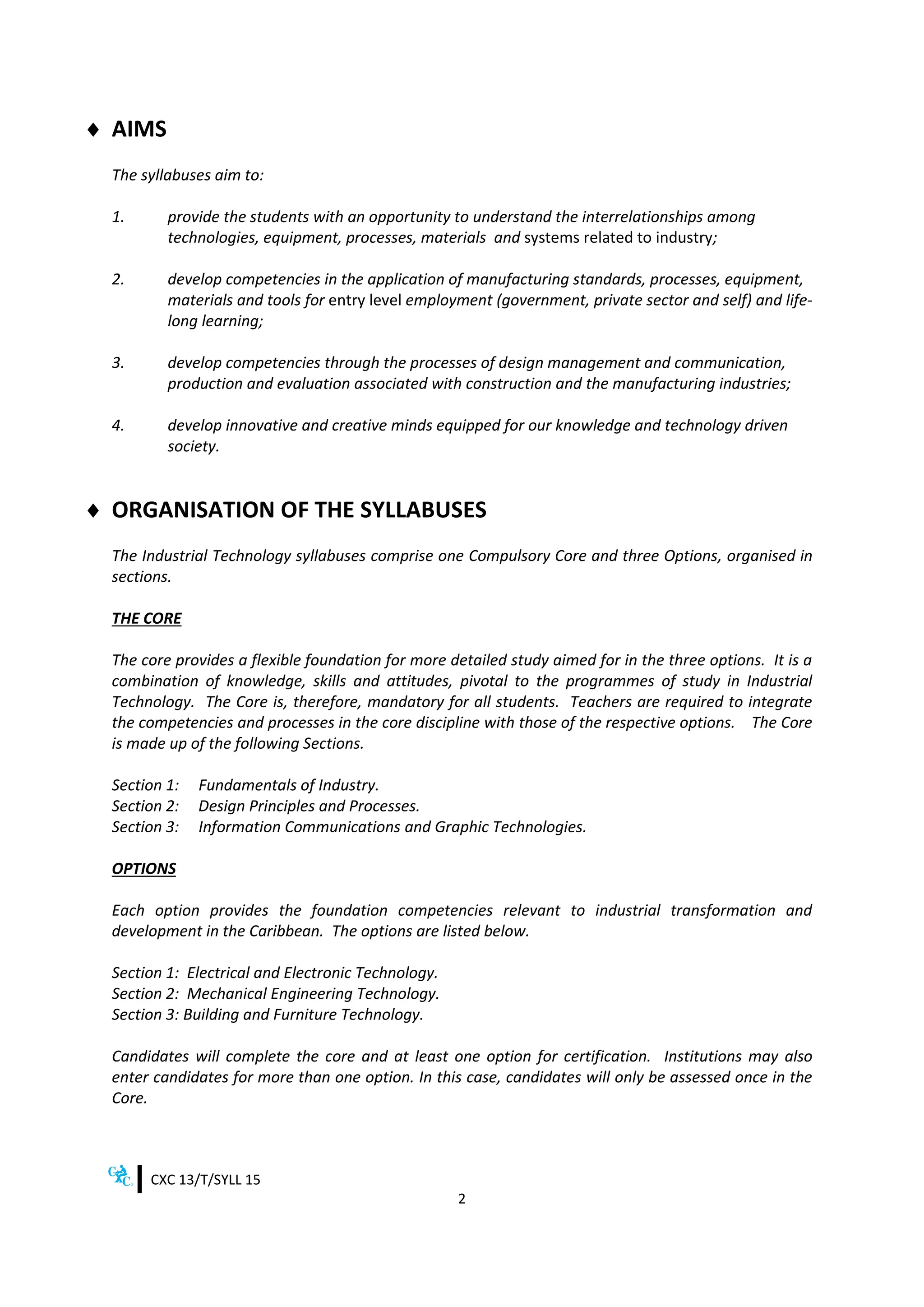 CSEC Industrial Technology Syllabuses (1).pdf | Education industry | Industries