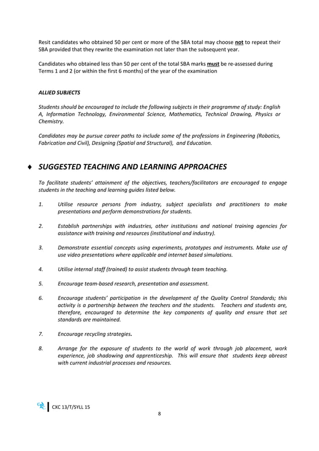 CSEC Industrial Technology Syllabuses (1).pdf | Education industry ...