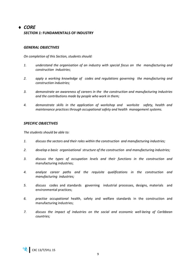 CSEC Industrial Technology Syllabuses (1).pdf | Education industry ...