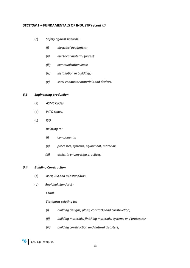CSEC Industrial Technology Syllabuses (1).pdf | Education industry ...