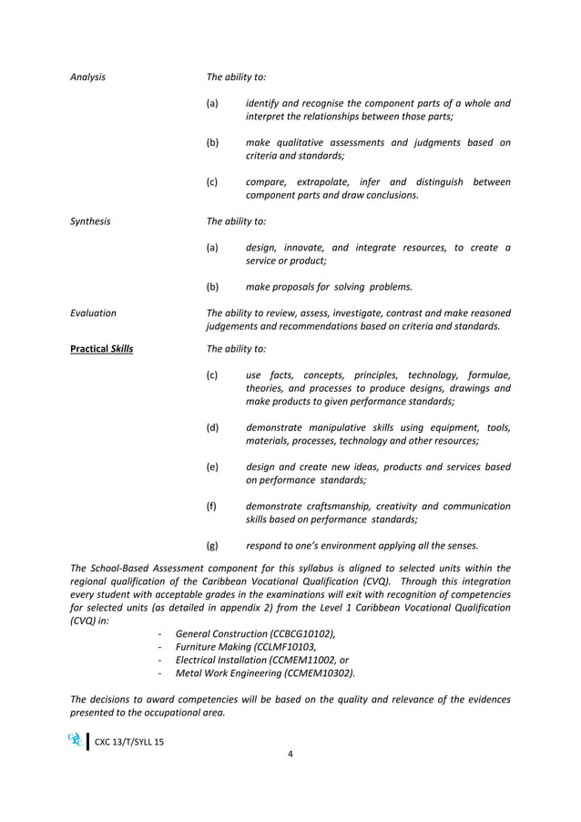 CSEC Industrial Technology Syllabuses (1).pdf | Education industry ...