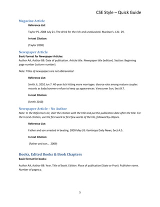 CSE Citation Style | PDF | Medical Health