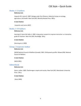 CSE Citation Style | PDF | Medical Health
