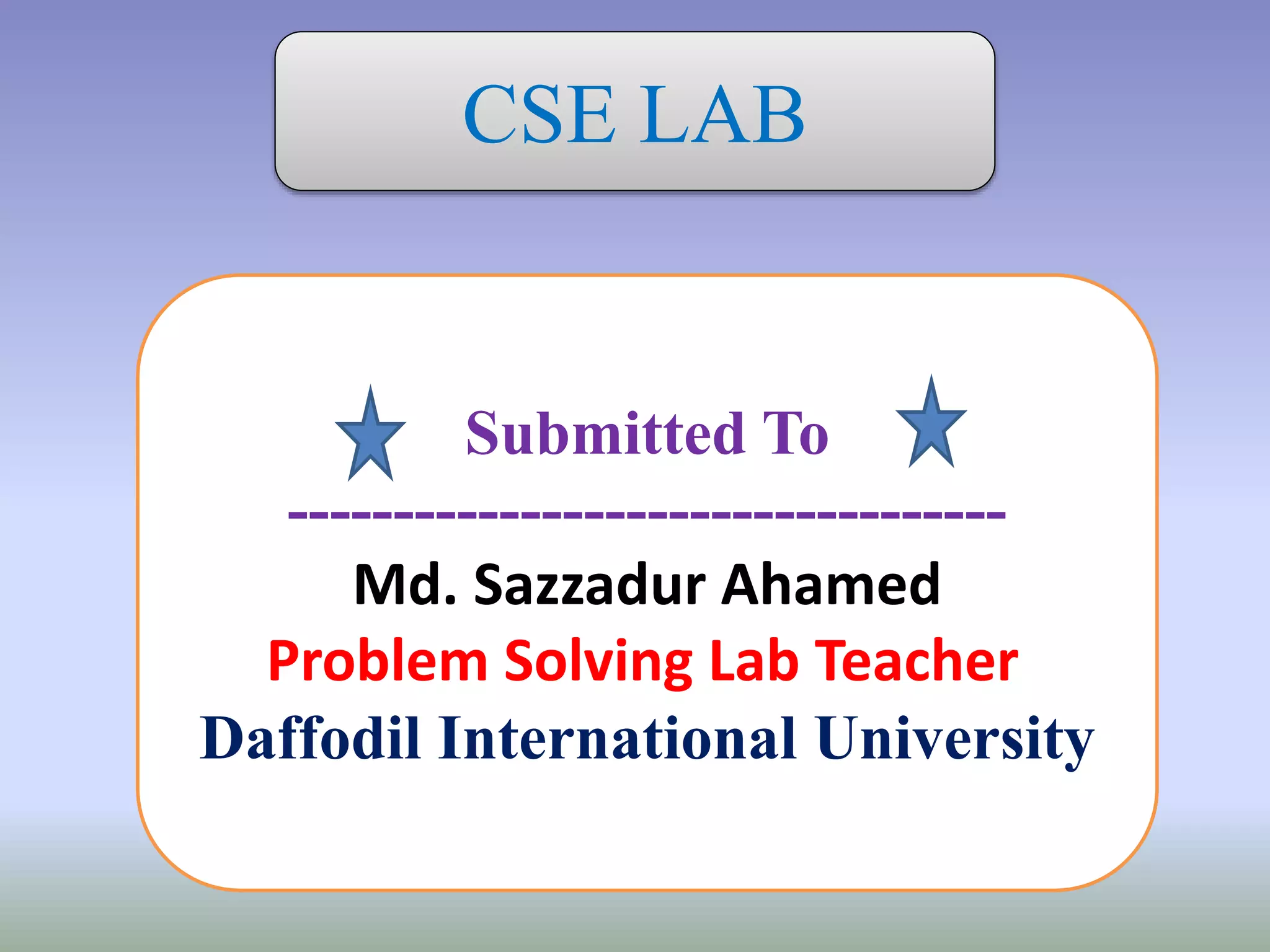 C Programing Solve Presentation Cse Ppt