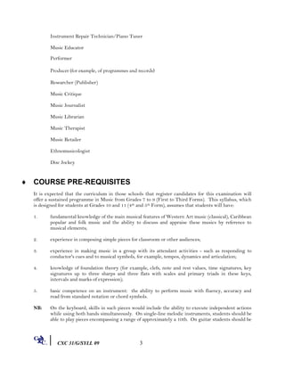 CXC CSEC Syllabus for Music | PDF