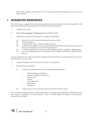 CXC CSEC Syllabus for Music | PDF