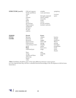 CXC CSEC Syllabus for Music | PDF