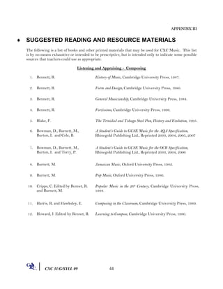 CXC CSEC Syllabus for Music | PDF