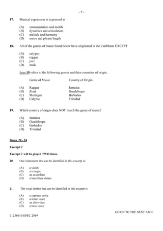 CXC CSEC Syllabus for Music | PDF
