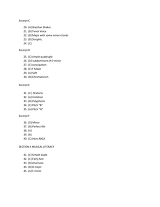 CXC CSEC Syllabus for Music | PDF