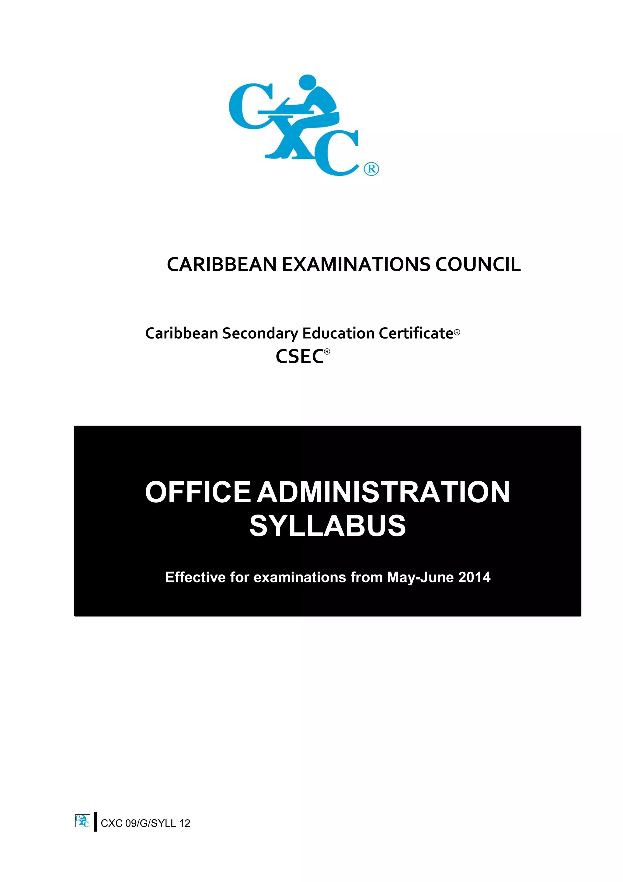 Csec office administration syllabus | PDF