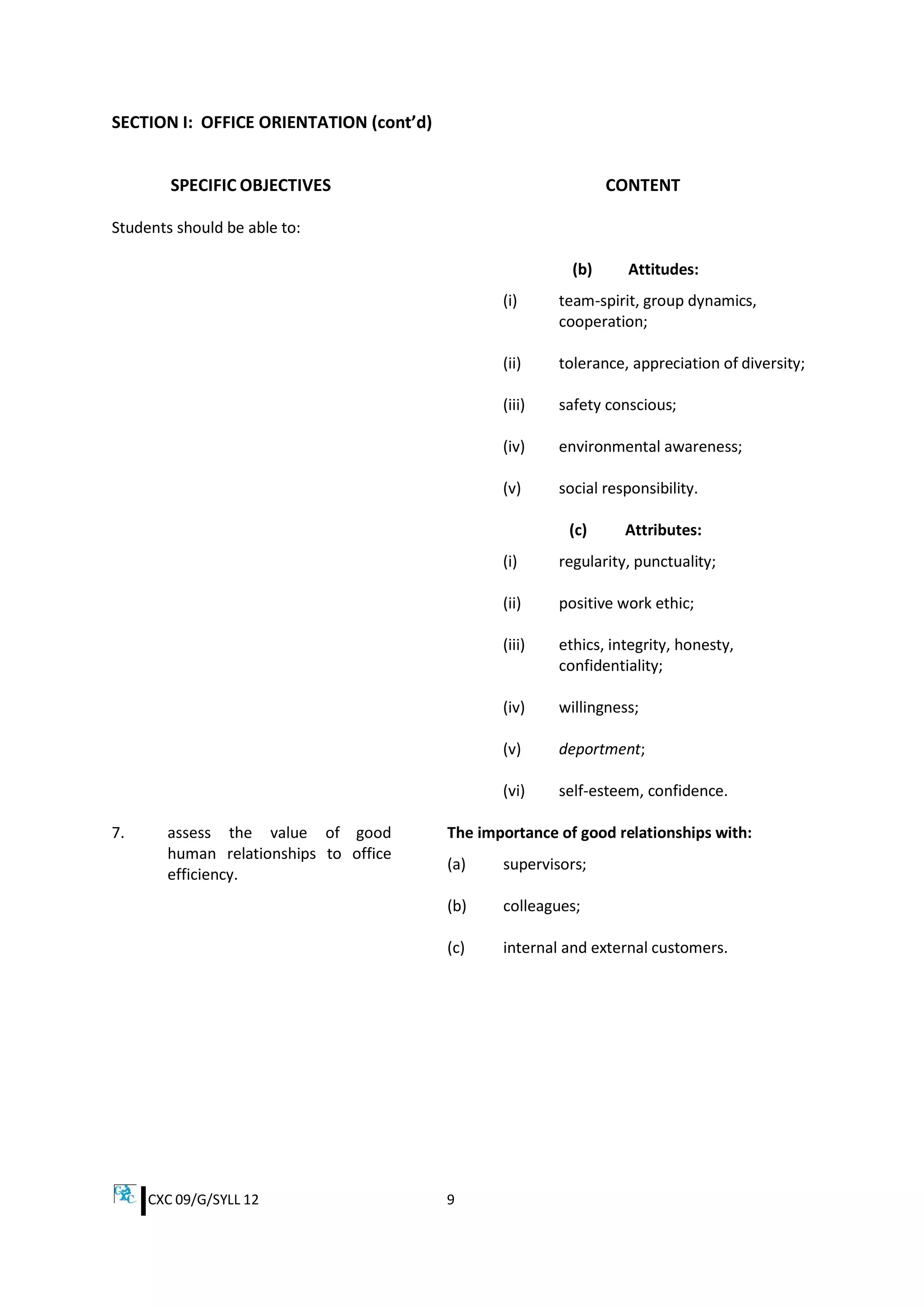 Csec office administration syllabus | PDF