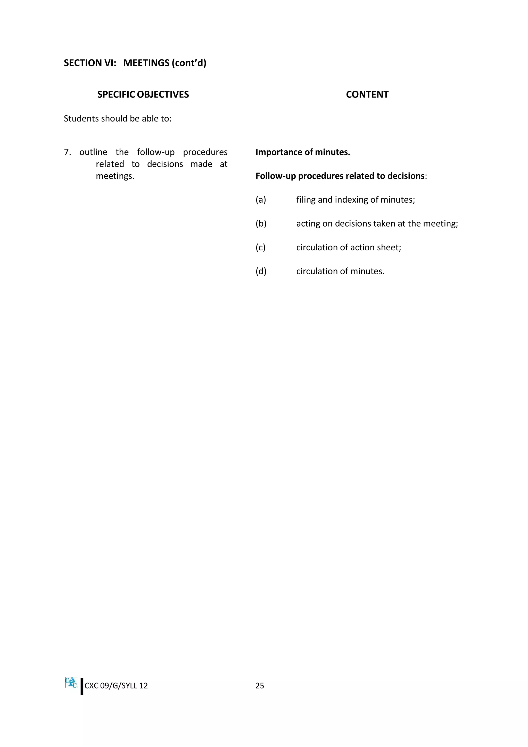 Csec office administration syllabus | PDF