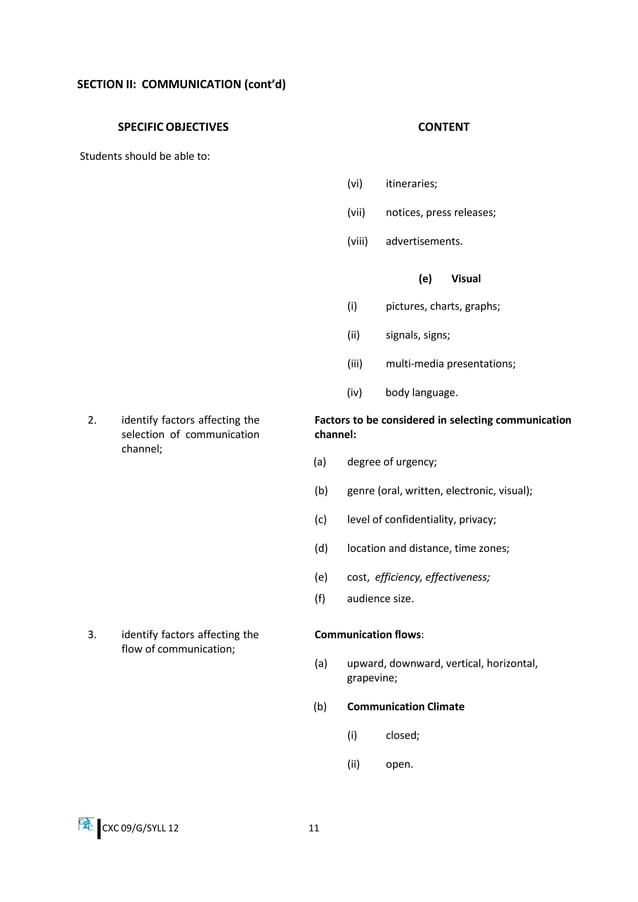 Csec office administration syllabus | PDF | Business Administration ...