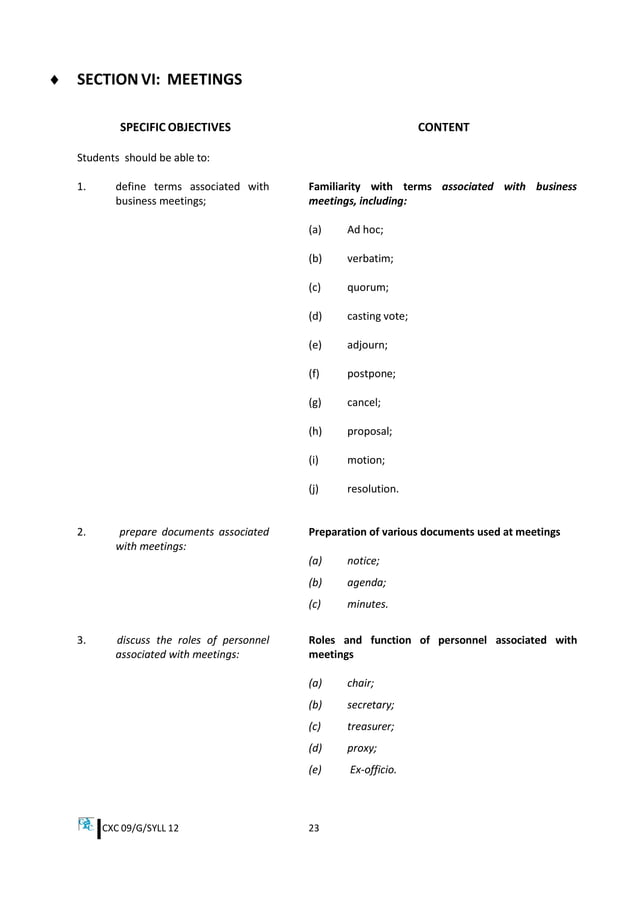 Csec office administration syllabus | PDF | Business Administration ...