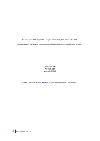 Csec office administration syllabus | PDF