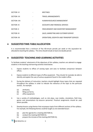 Csec office administration syllabus | PDF