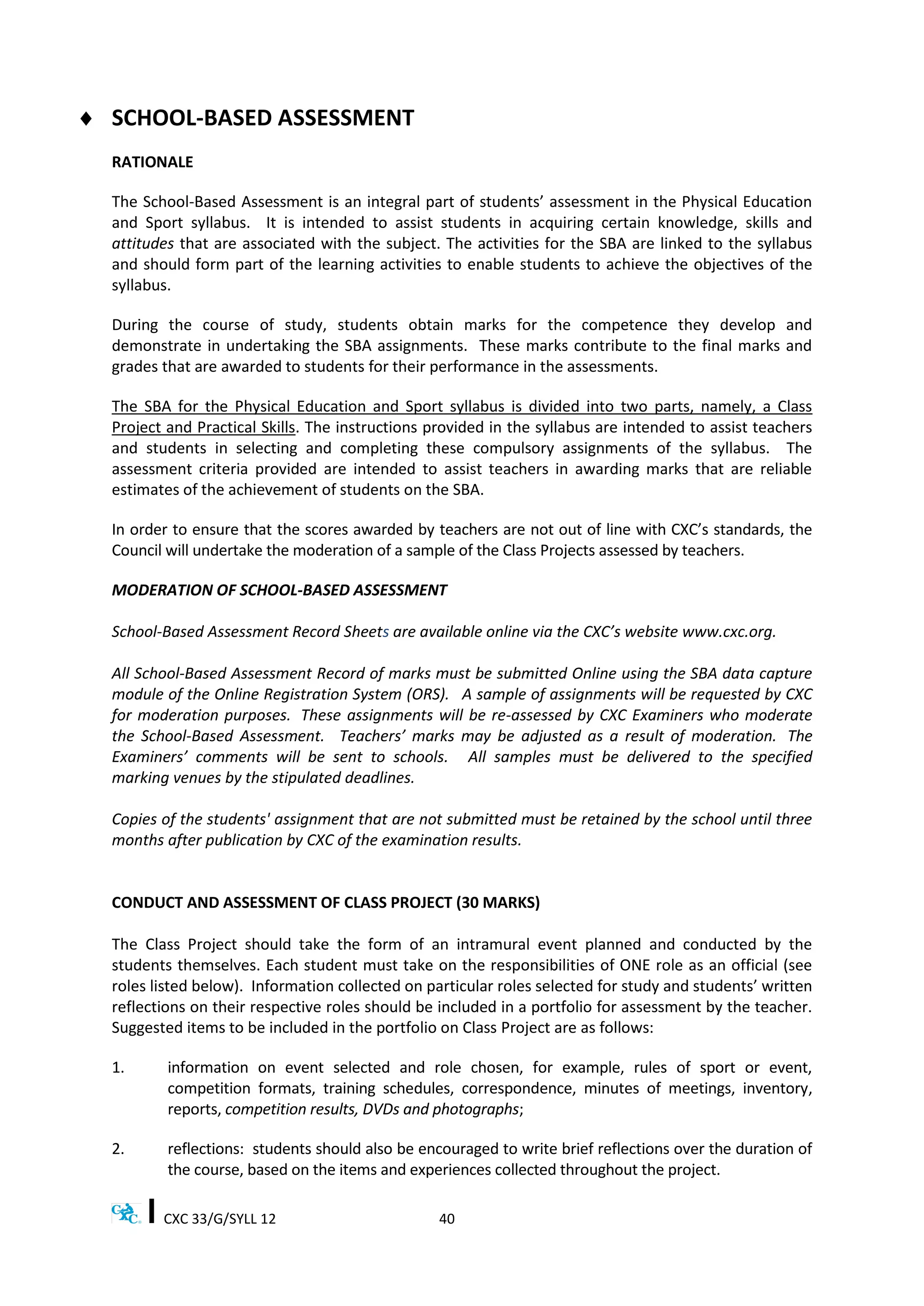 Csec physical education and sport syllabus | PDF