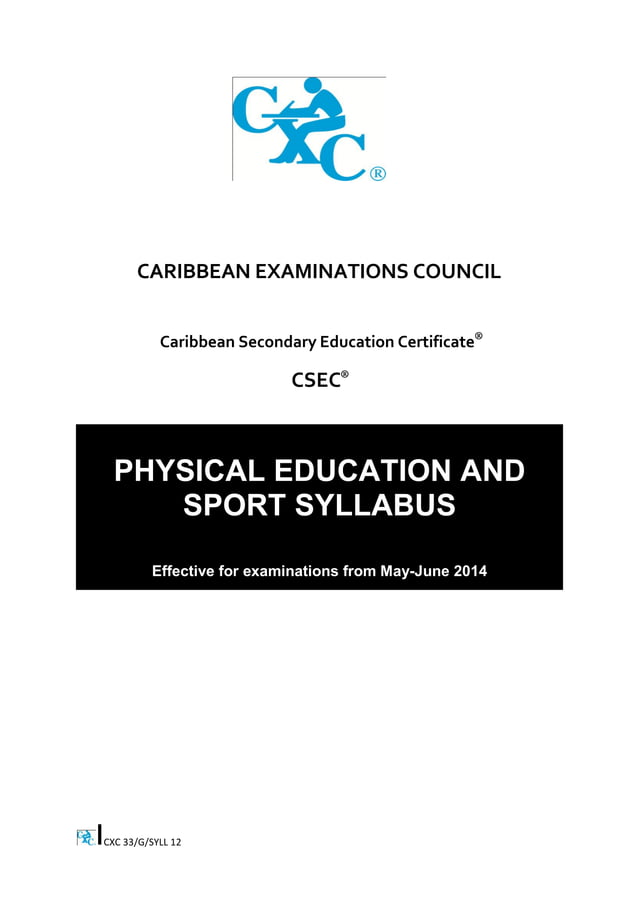 Csec physical education and sport syllabus | PDF