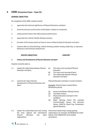 Csec physical education and sport syllabus | PDF