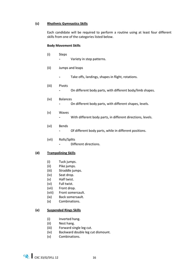 Csec physical education and sport syllabus | PDF