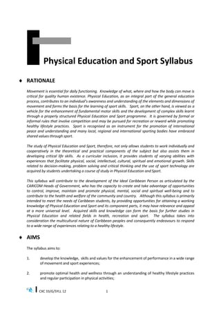 Csec physical education and sport syllabus | PDF
